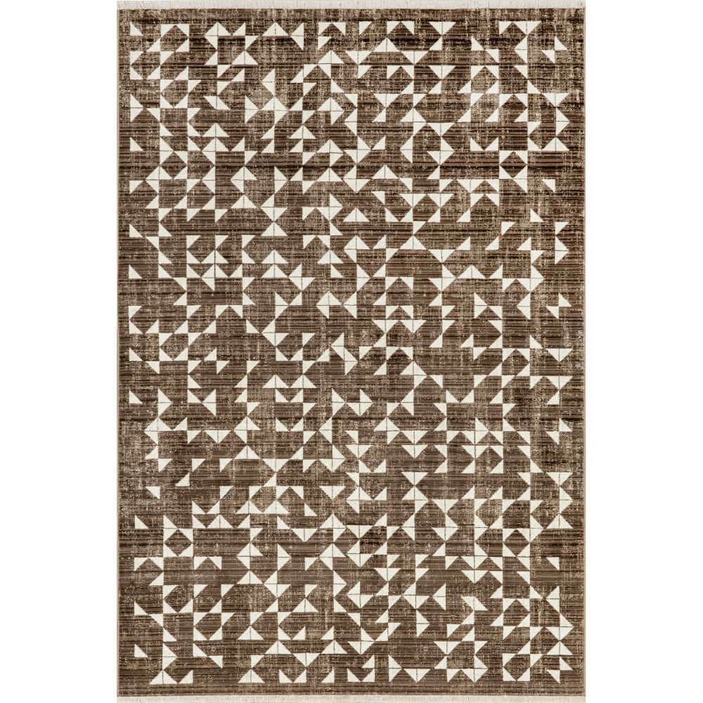 nuLOOM Ridley Geometric Fringe Area Rug Brown 5 ft. x 7 ft. 10 in. Area ...
