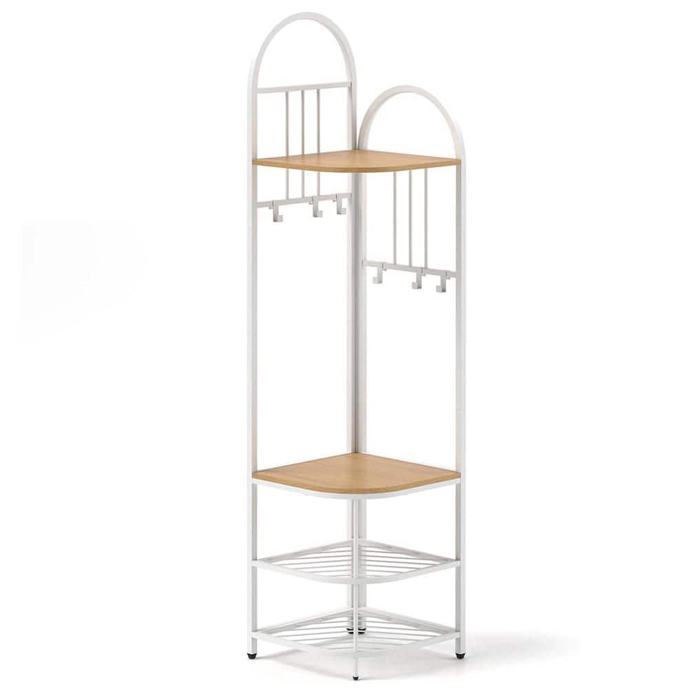 Costway 4-Tier Coat Rack Corner Hall Tree with Shoe Storage Bench 6 ...