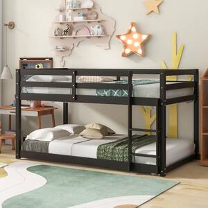 Welwick Designs Walnut Solid Wood Modern Twin Bunk Bed with Integrated ...