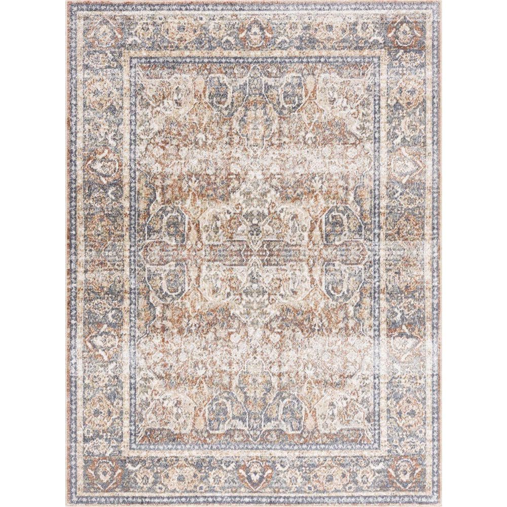 HAUTELOOM Arias 7 ft. x 9 ft. Beige/Camel/Medium Gray Area Rug ...