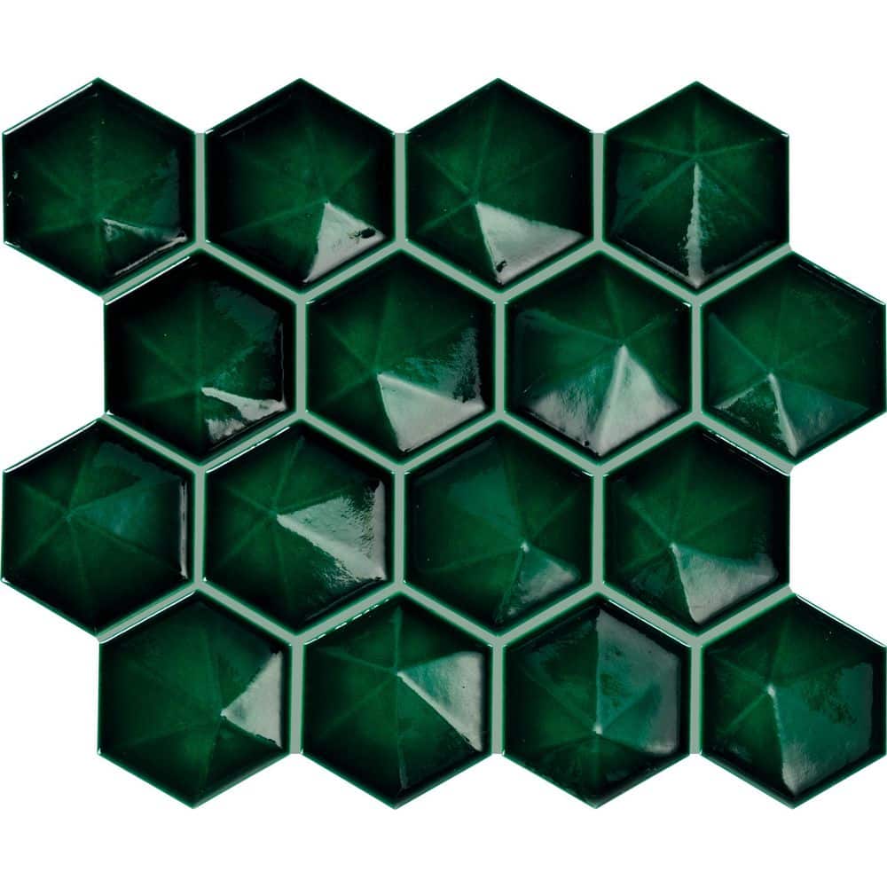Daltile Artefino Jewel Emerald 11 in. x 12 in. Glossy Porcelain Pyramid ...