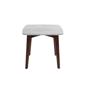 AndMakers Cherie 15 in. Round Italian Carrara White Marble Table with ...