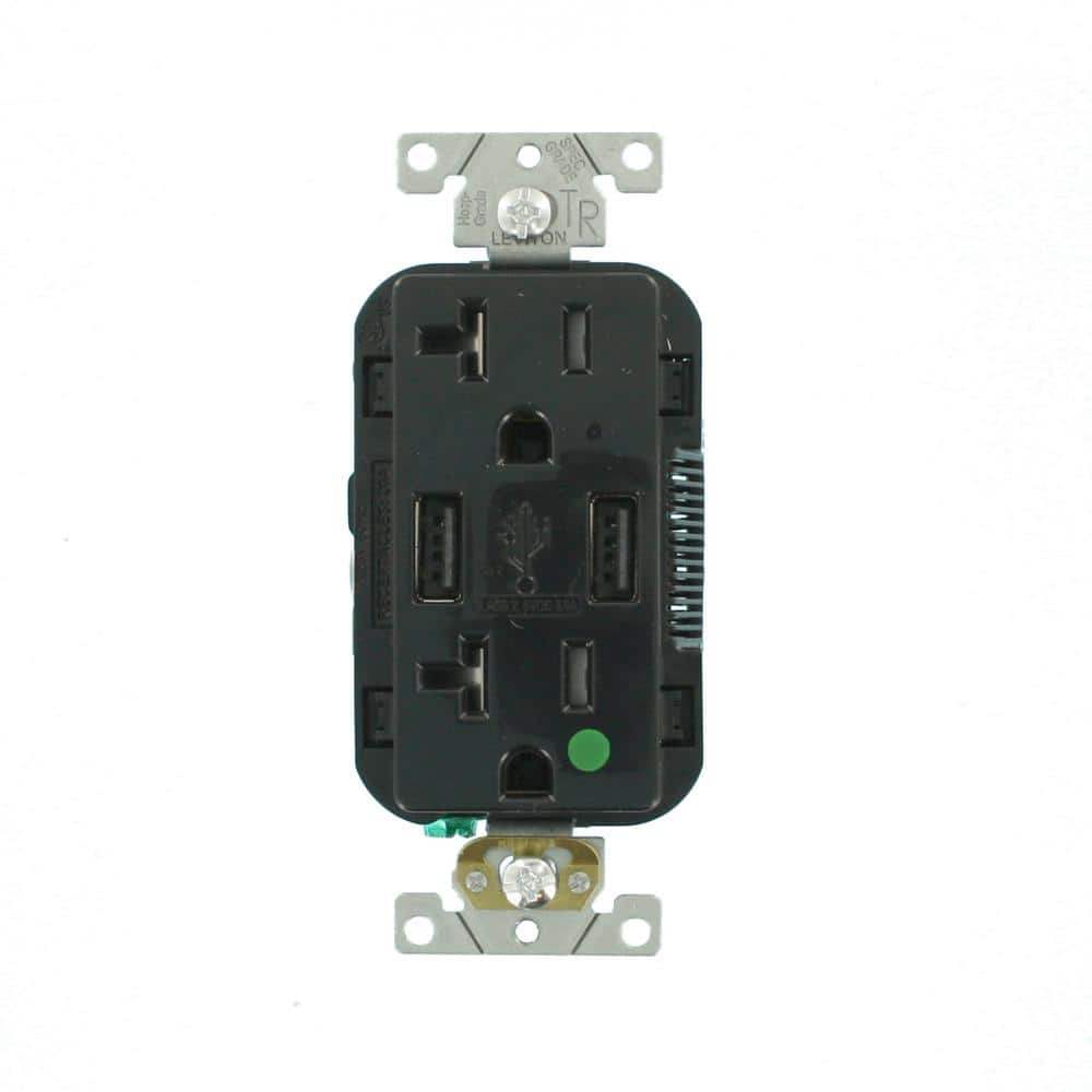 Leviton Decora 20 Amp Hospital Grade Tamper Resistant Duplex Outlet and ...