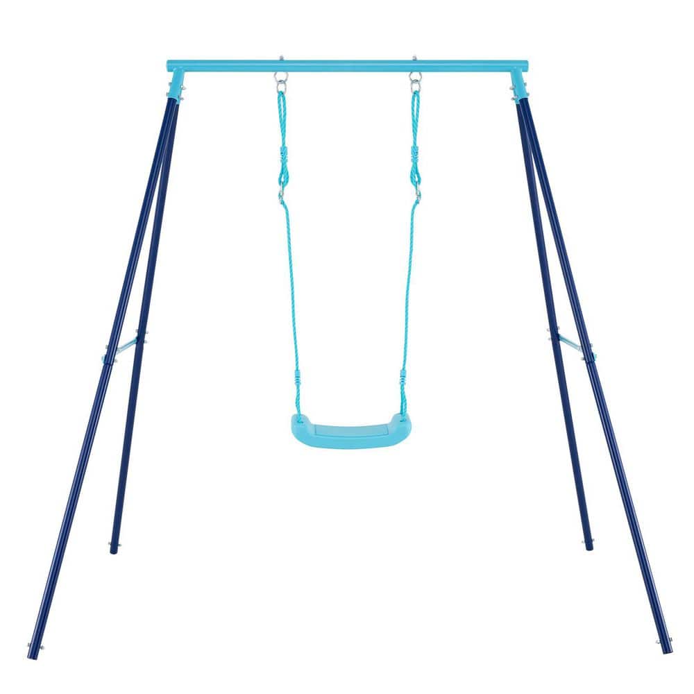 Gymax Toddler Swing Heavy Duty Metal Swing Set w/ A Frame Adjustable ...