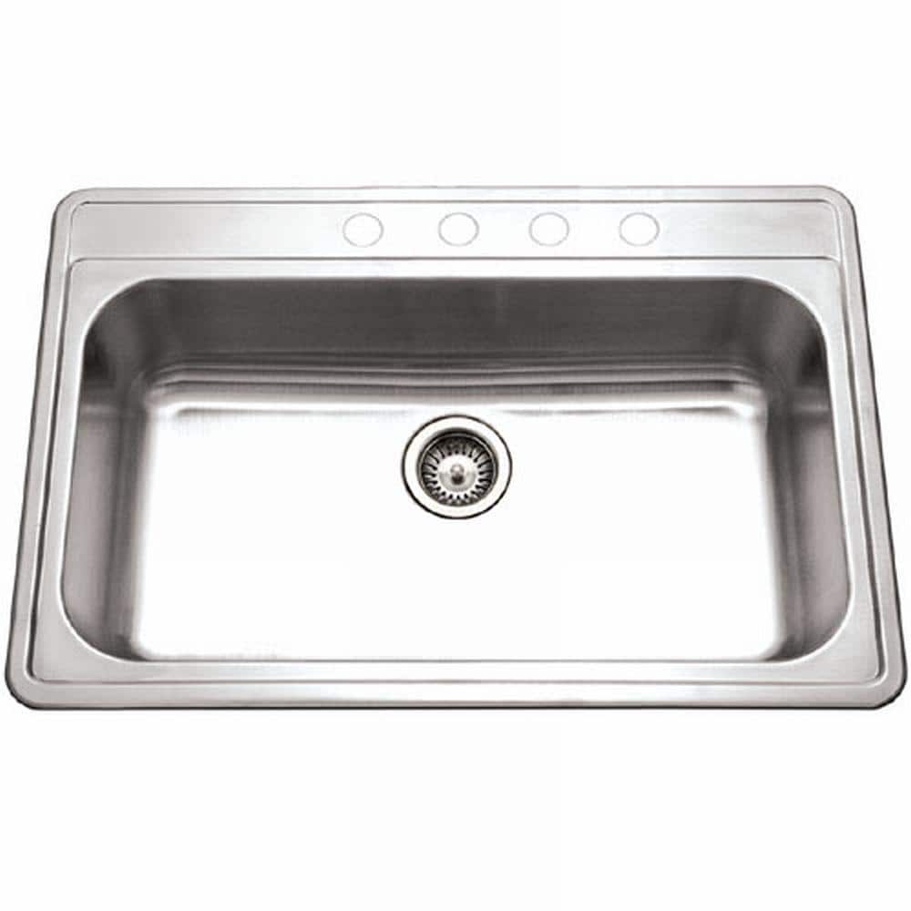 HOUZER Houzer Premier 33 in. Stainless Steel Topmount 4-hole Single ...