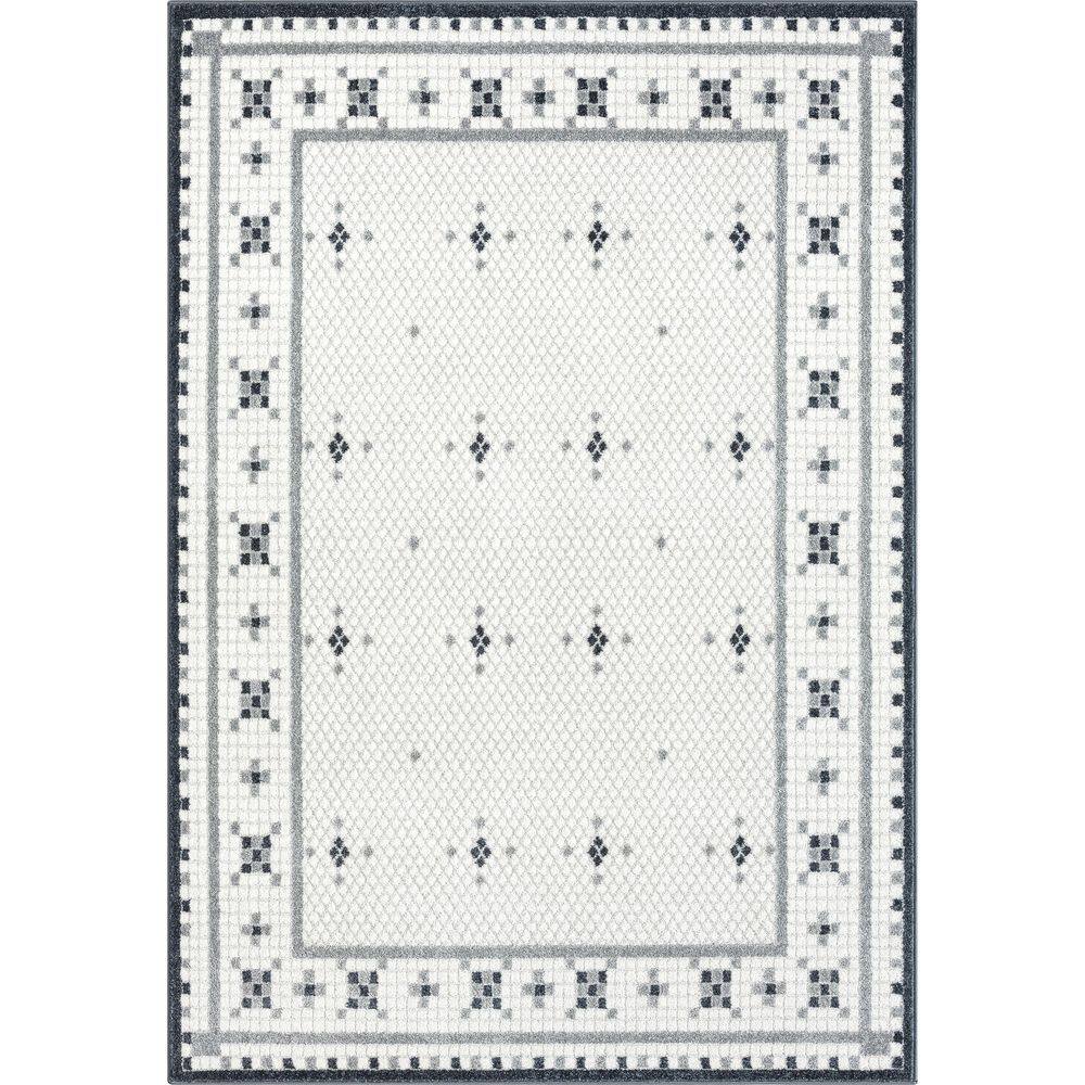 Abani Nuevo Ivory 4 ft. x 6 ft. Tiled Polypropylene Area Rug NUE240A-4 - The Home Depot