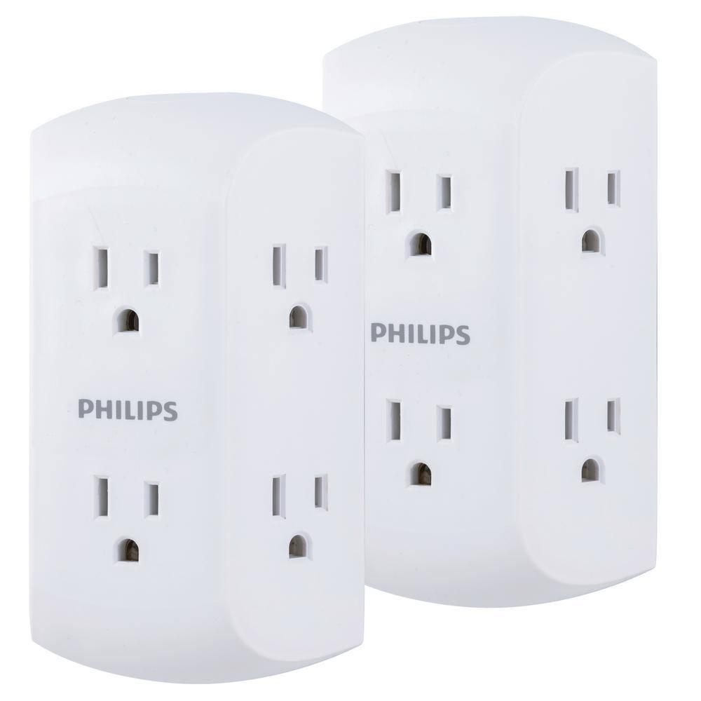 Philips 6-Outlet Wall Plug Adapter, White (2-Pack) SPS1742WA/37 - The ...