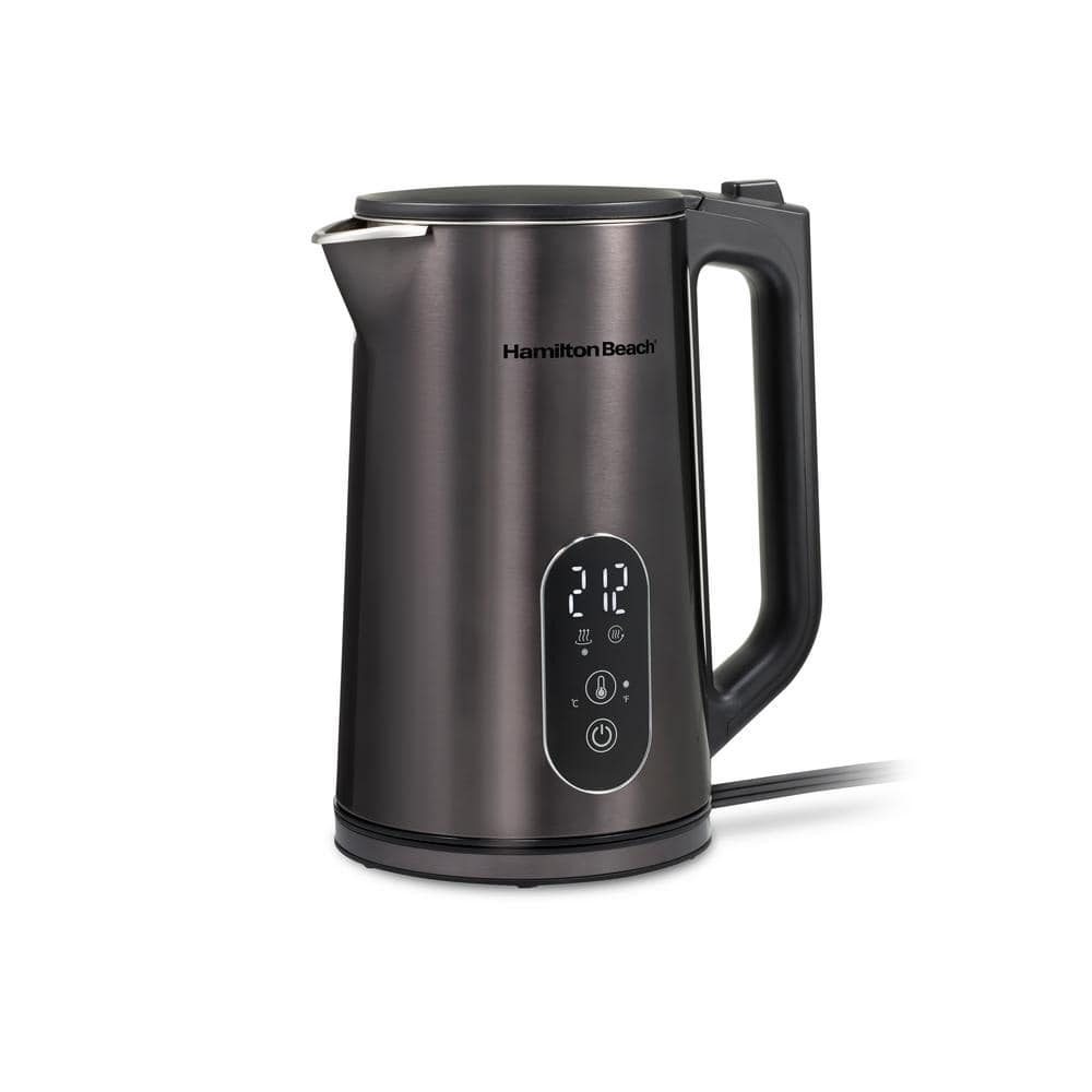 Hamilton Beach 7 Cup Black Cordless Kettle with Stainless Steel Double ...