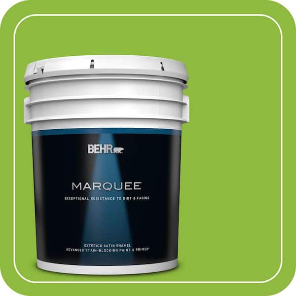 BEHR MARQUEE 5 gal. #S-G-420 Limeade Satin Enamel Exterior Paint ...