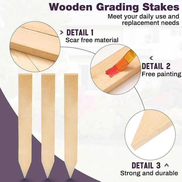 Multipurpose Grading And Surveying Stakes 20-Pack 12-Inch Wooden Garden ...