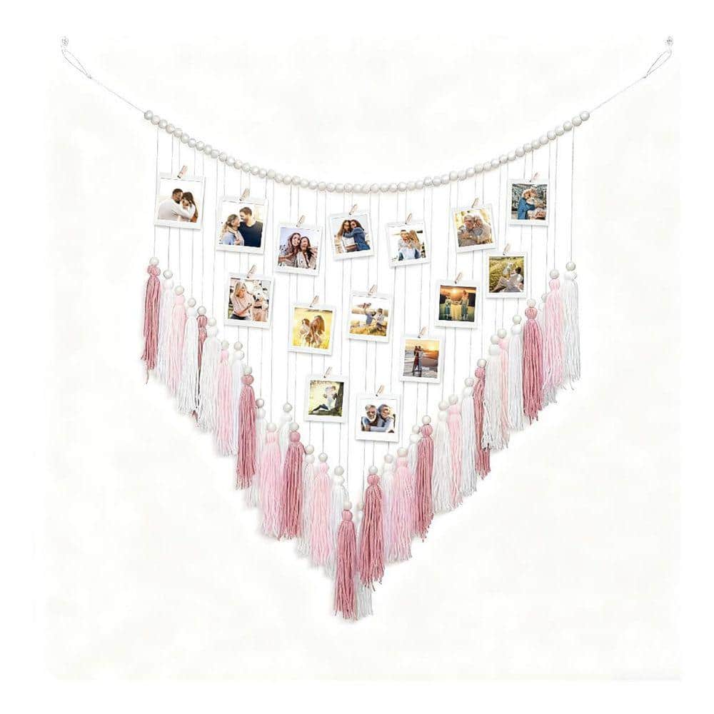 Pink 41 in x 35 in Cotton Macrame Wall Hanging HDCQXNGQVK - The Home Depot