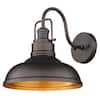 JAZAVA Farmhouse 11 in. Oil Rubbed Bronze Finish Gooseneck Barn Light ...