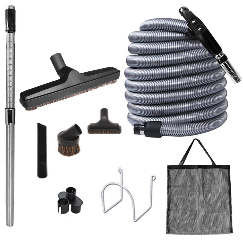 OVO Deluxe 1-1/4 in. 35 ft. Central Vacuum Accessory Kit for Hard Surfaces On-Off Switch Control ...