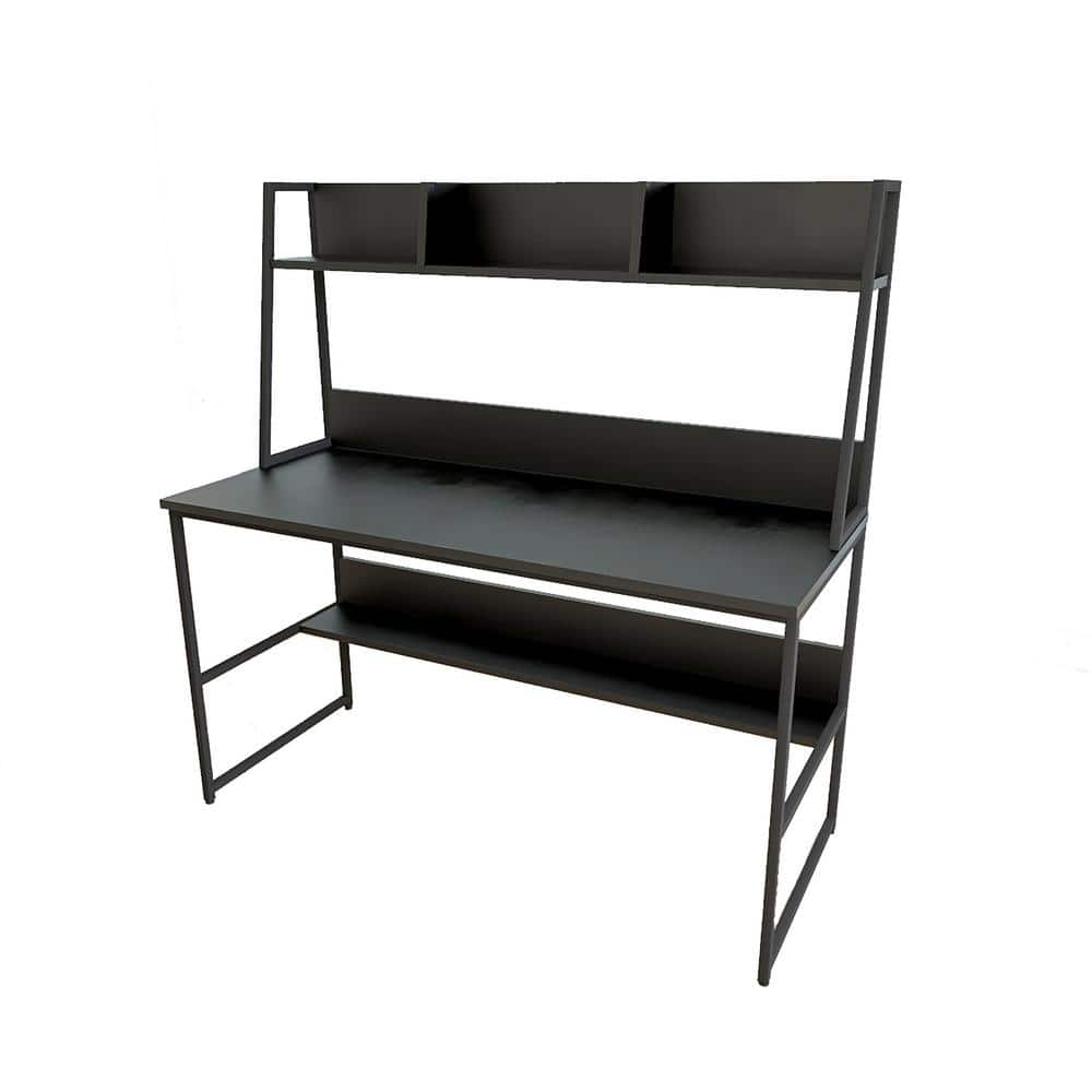 Aoibox 47 in. Rectangular Black Wood Computer Desk Home Office Desk ...