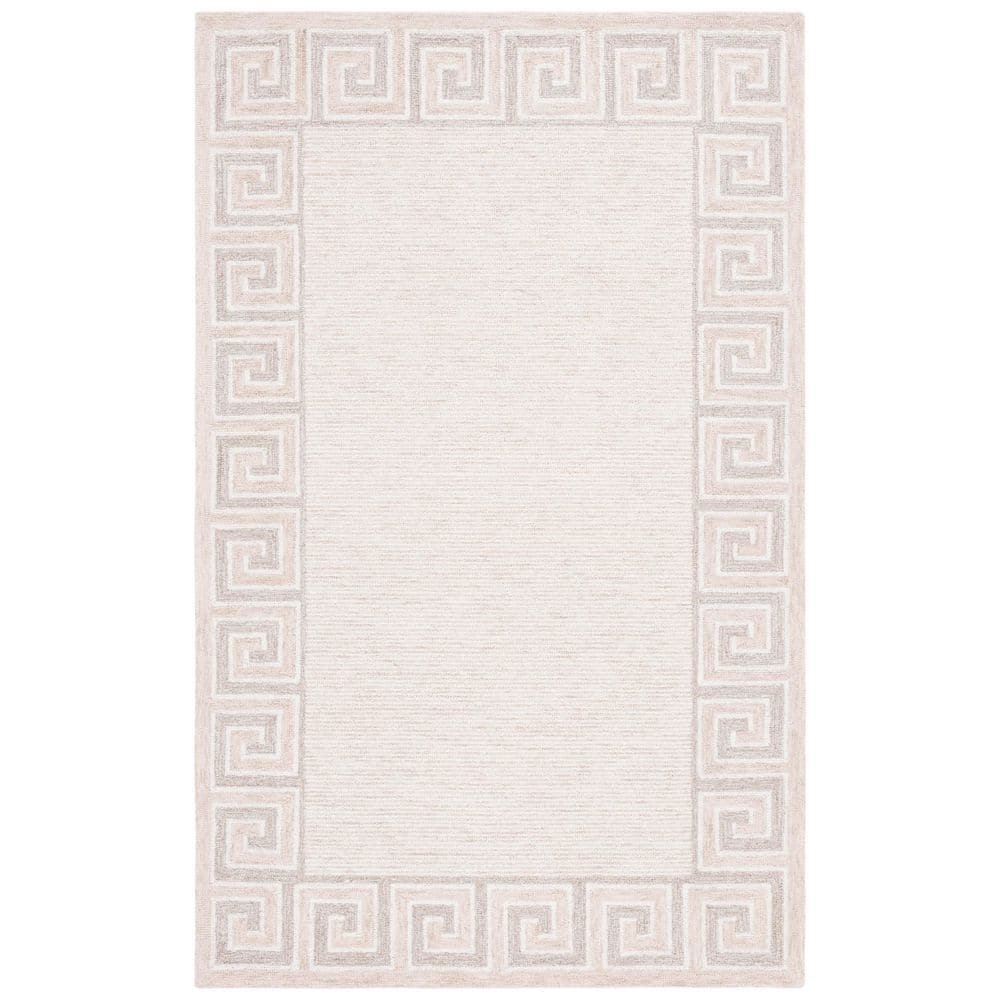 SAFAVIEH Ebony 5 ft. x 8 ft. Brown/Ivory Aztec Border Area Rug EBN354T ...