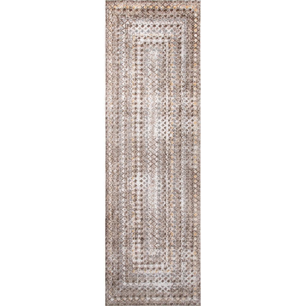 nuLOOM Carley Machine Washable Geometric Beige 2 ft. 6 in. x 8 ft ...