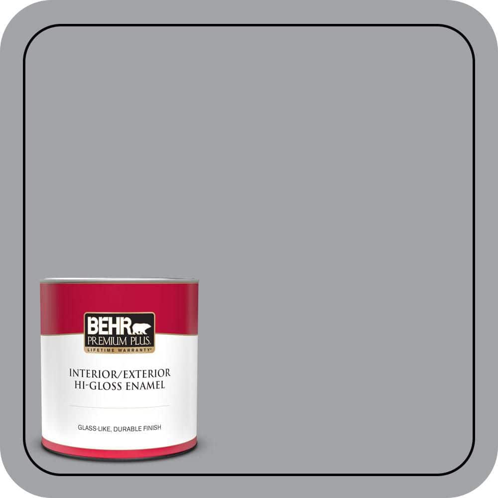 BEHR PREMIUM PLUS 1 qt. #N530-4 Power Gray Hi-Gloss Enamel Interior ...