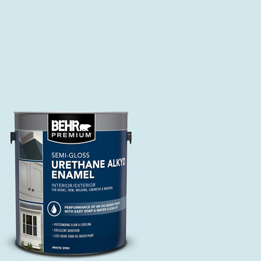 BEHR PREMIUM 1 gal. #520E-1 Coastal Mist Urethane Alkyd Semi-Gloss ...