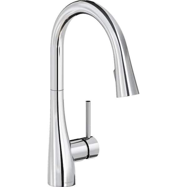 Elkay Gourmet Single Handle Pull-Out Sprayer Kitchen Faucet in Chrome ...