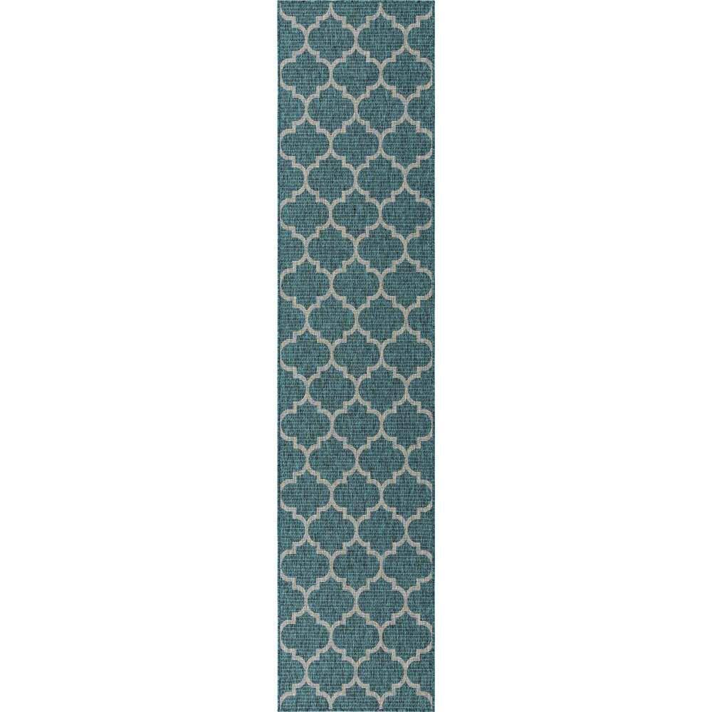 Unique Loom Outdoor Trellis Teal 2 ft. 7 in. x 12 ft. Area Rug 3152097 ...