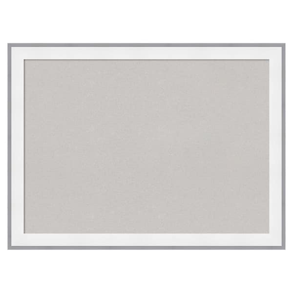 Amanti Art Maya White Silver 31 in. x 23 in. Poly Framed Grey Cork Memo ...