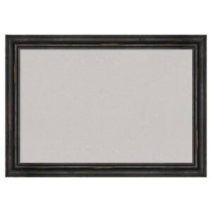 Amanti Art Rustic Pine Black Narrow Wood Framed Grey Corkboard 33 in. x ...