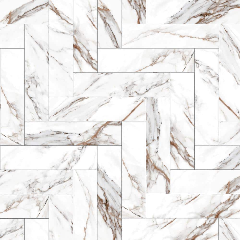 MOLOVO Elegance Gold Subway 12.99 in. x 3.15 in. Matte Porcelain Tile ...