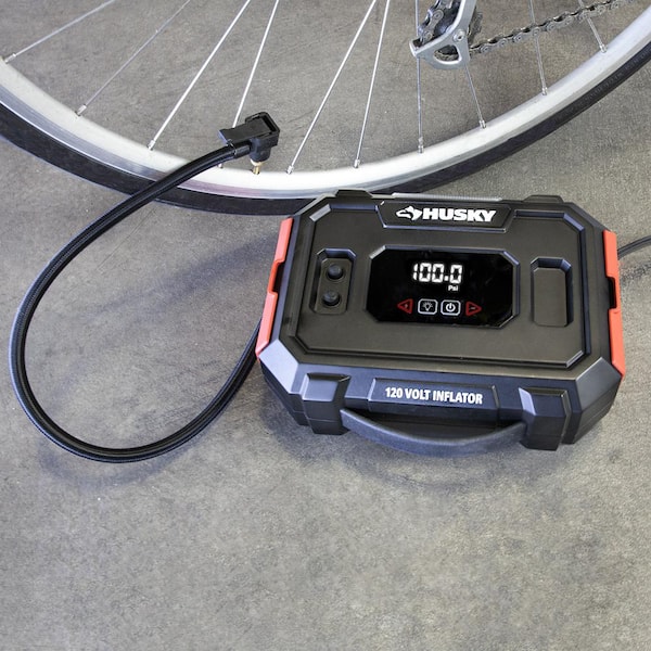 Husky electric air tire pump 120v inflator sport auto bike car truck compressor by husky store