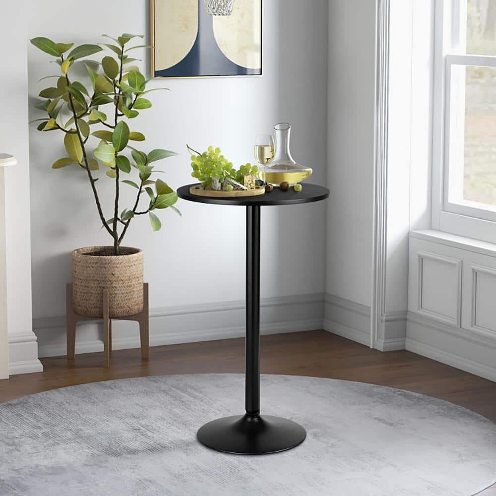 Boyel Living Black 24 in. Modern Style Round Bistro Bar Table with ...
