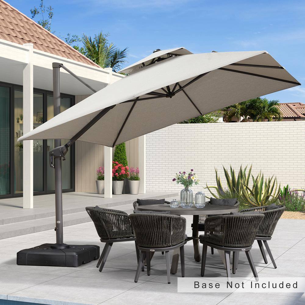 PURPLE LEAF 10 ft. Square Double Top Aluminum Rotation Outdoor Cantilever Patio Umbrella in ...