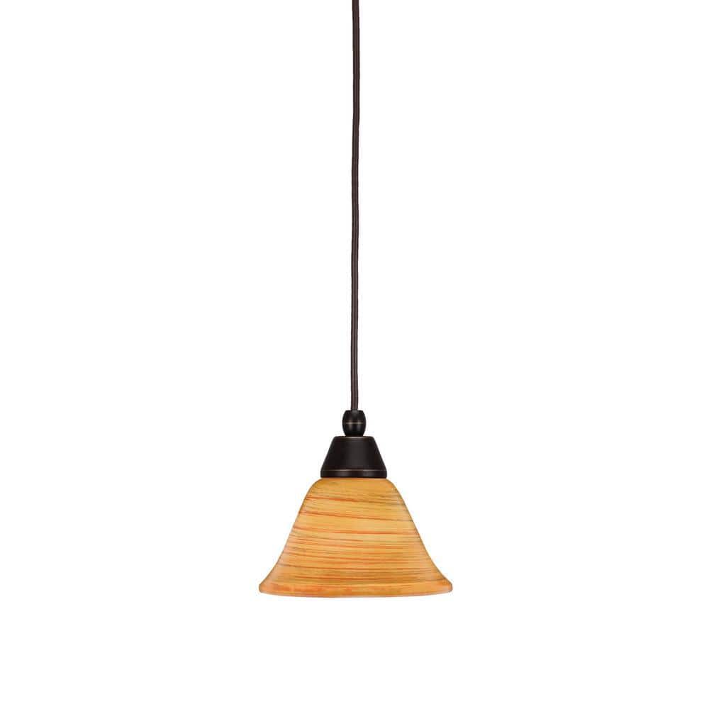 Bryson 100-Watt 1-Light Brown Shaded Pendant Light Mini Pendant with 7 ...