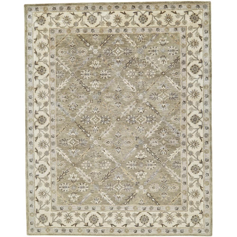 HomeRoots 10 x 13 Green and Ivory Paisley Area Rug 2000511283 - The ...
