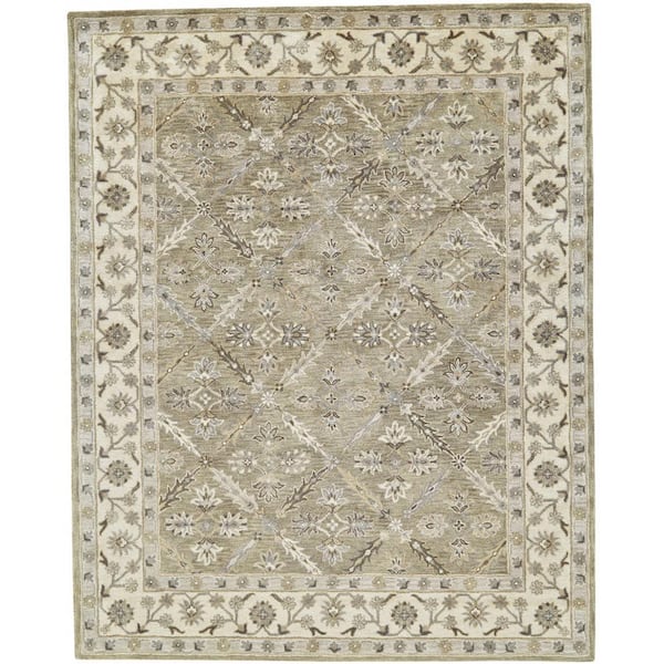 HomeRoots 10 x 13 Green and Ivory Paisley Area Rug 2000511283 - The ...