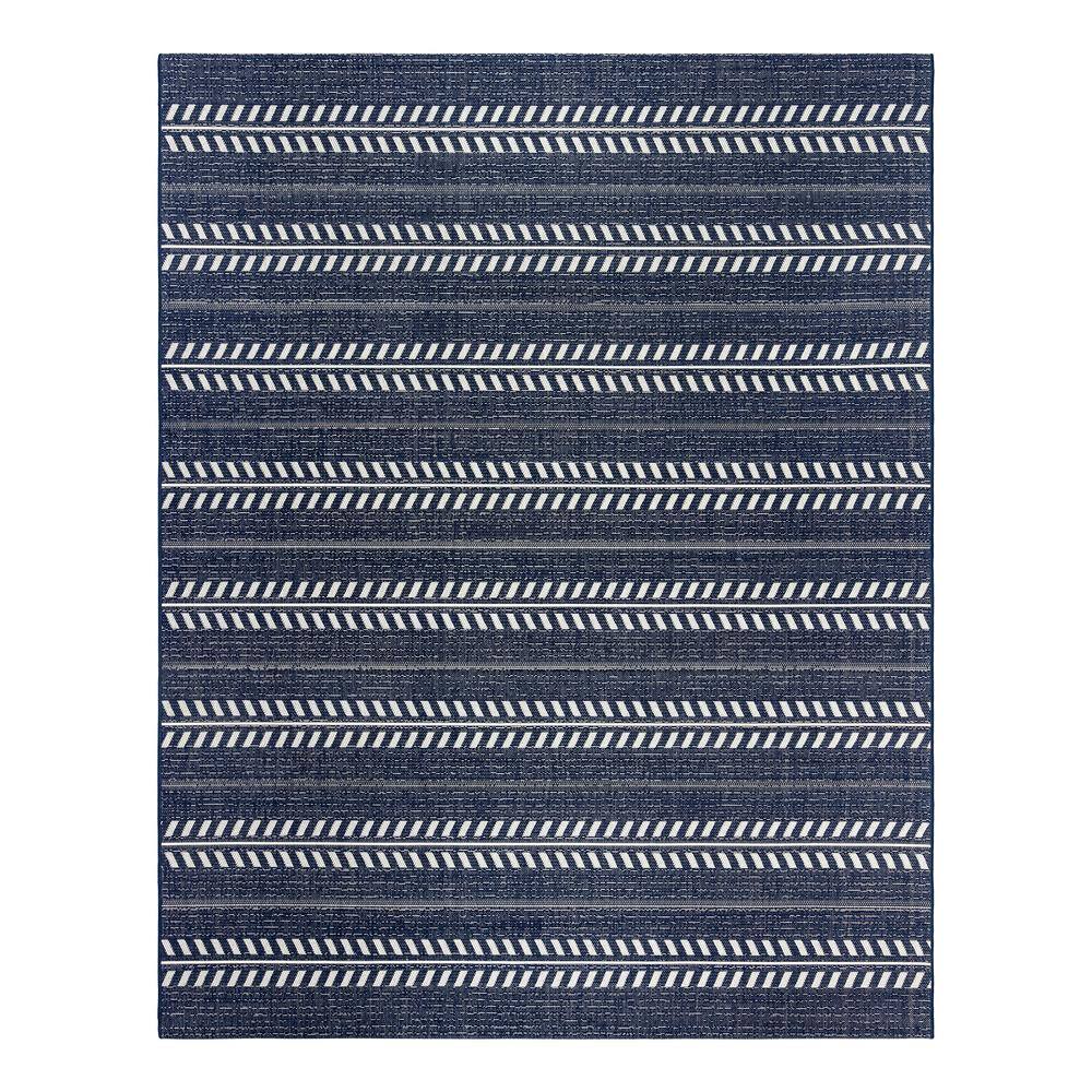 Gertmenian & Sons Paseo Moran Stripe Navy/White 8 ft. x 10 ft. Striped ...