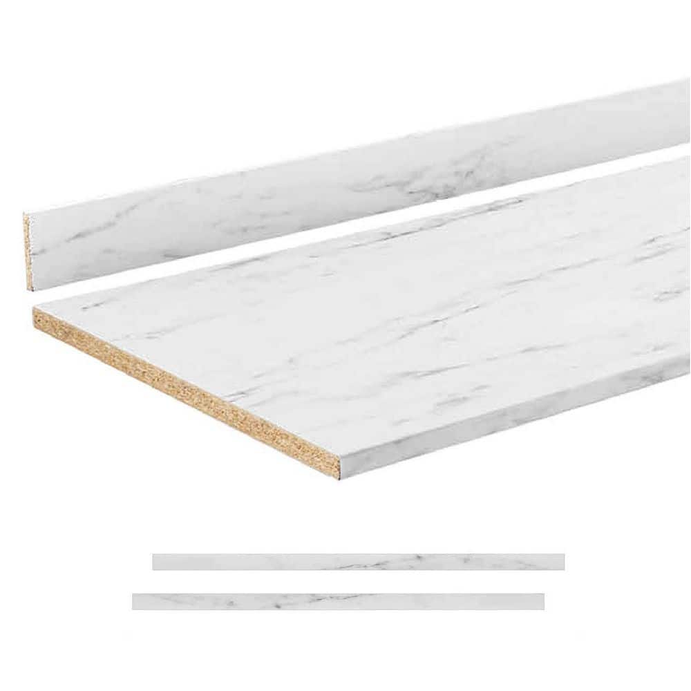 STRETTA 6 ft. White Laminate Countertop Kit with Full-Thickness Square ...
