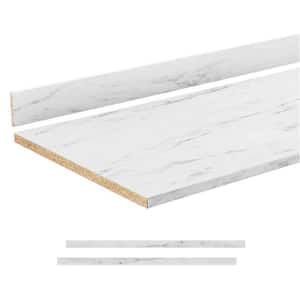 STRETTA 8 ft. Cream Laminate Countertop Kit with Left Miter and Full ...