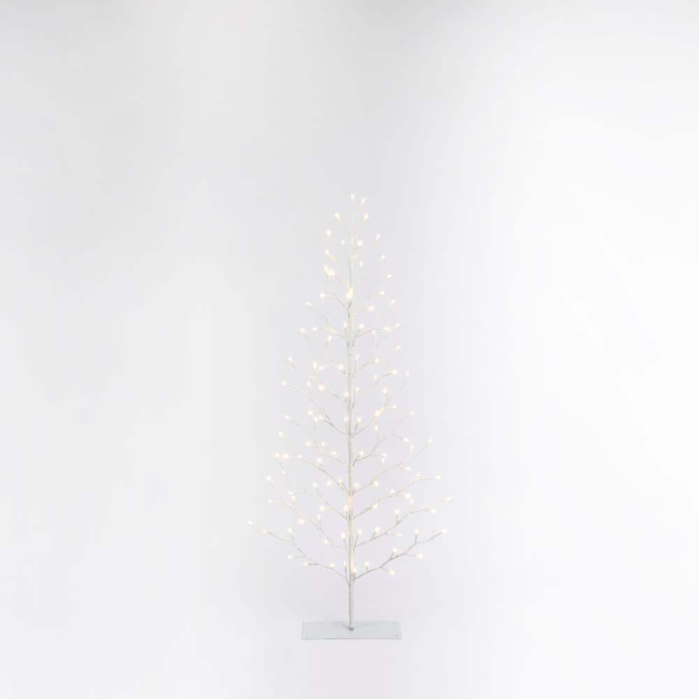 GERSON INTERNATIONAL 5 ft. H White Electric 2-D Tree with Warm White ...