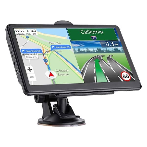 Lukyamzn 7 in. HD Touch Screen GPS Navigator for Truck RV Car with Voice Guidance and Free ...