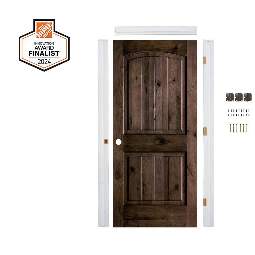 Krosswood Doors DIY 24 in. x 80 in. Alder 2-Panel Right-Hand TopArch VG ...