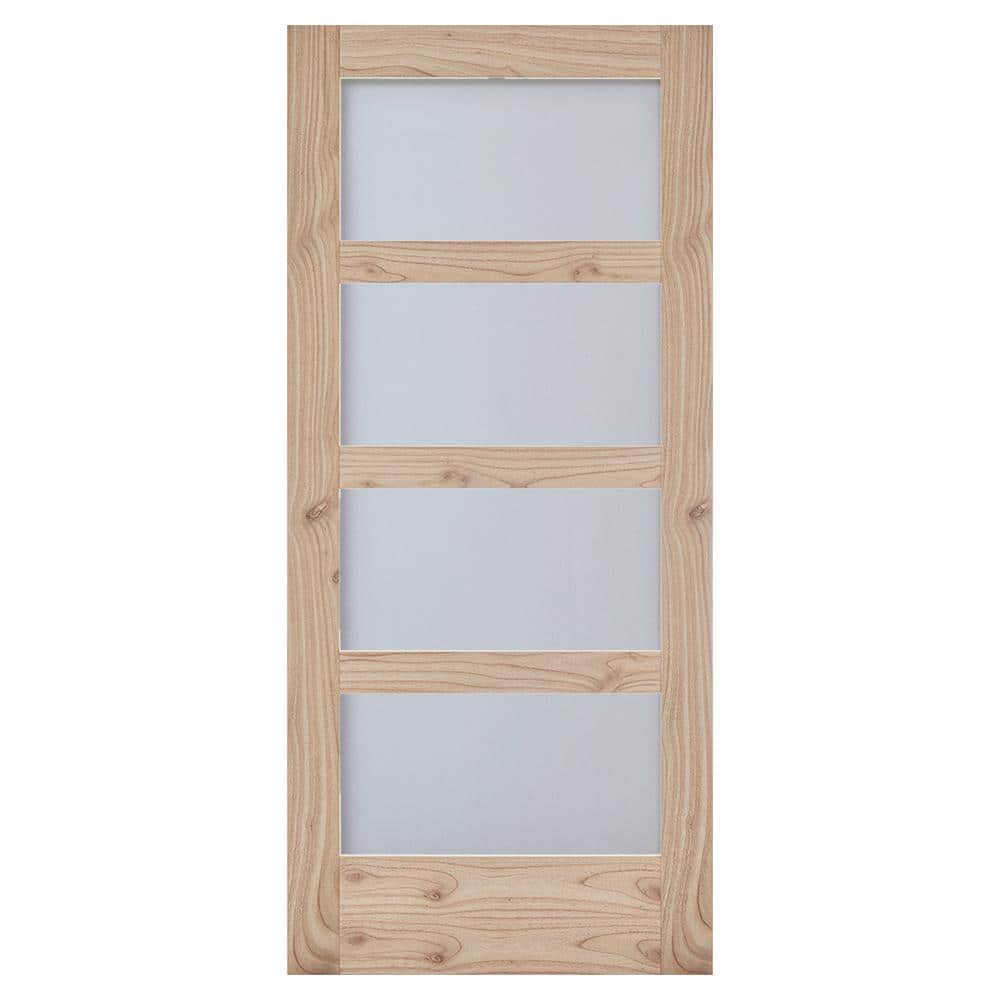 JELD-WEN MODA Rustic 32 in. x 80 in. Solid Wood Full Lite Frosted Glass ...