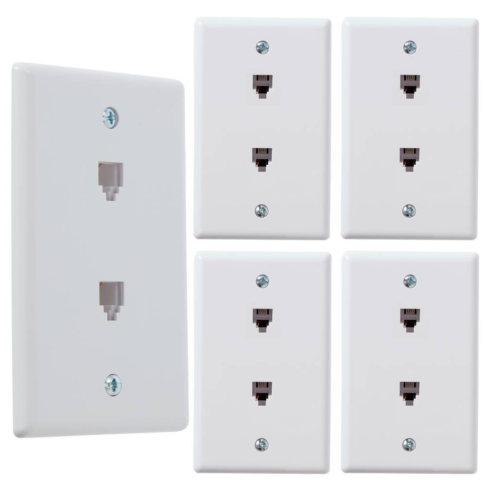 Newhouse Hardware White 1-Gang Telephone Data Jack Wall Plate, 6P4C ...
