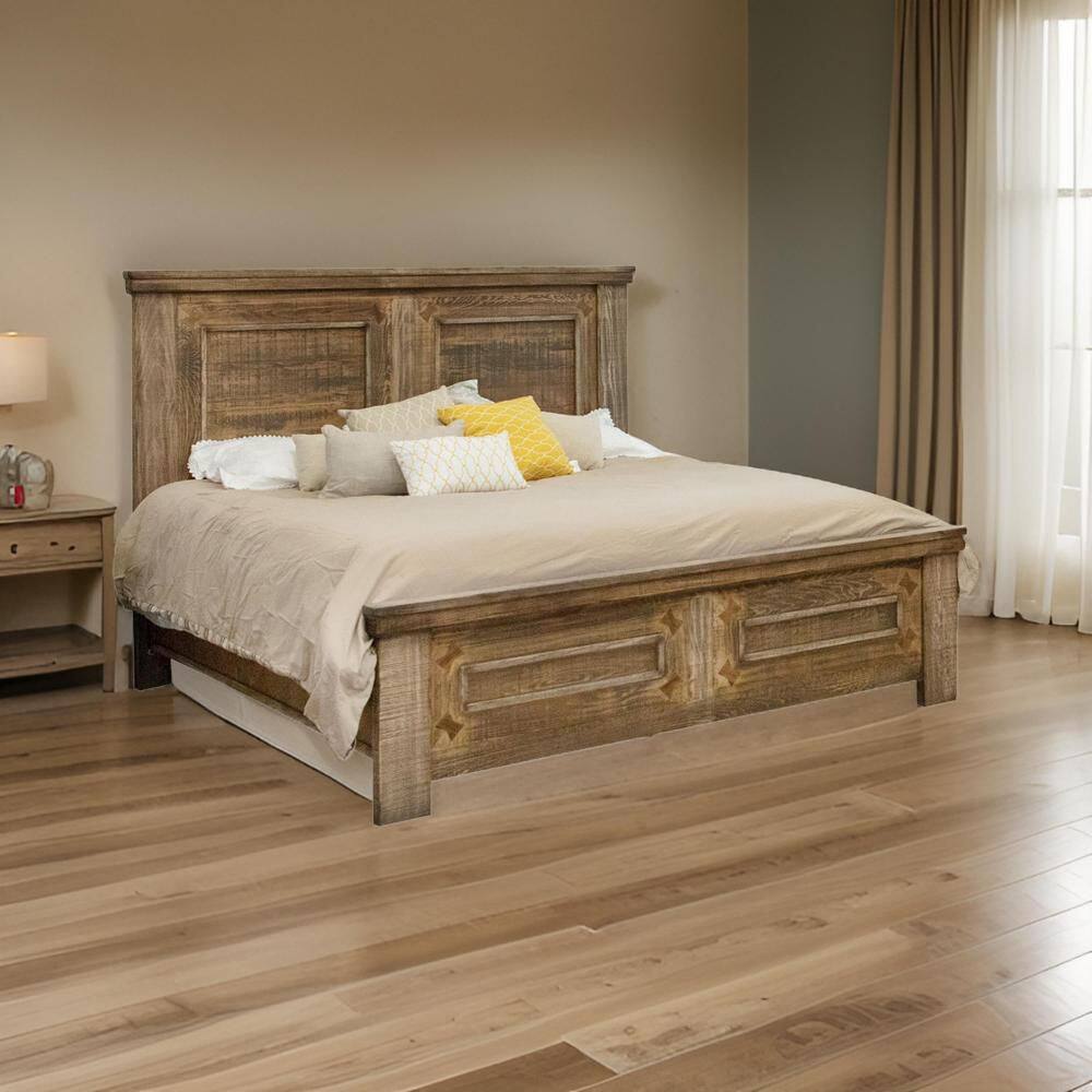 Benjara Jeny Pink Wood Frame Full Panel Bed with Tufted Headboard ...