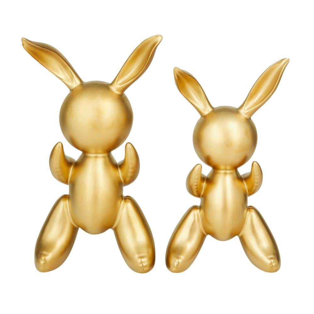 CosmoLiving by Cosmopolitan Gold Porcelain Abstract Balloon Rabbit ...