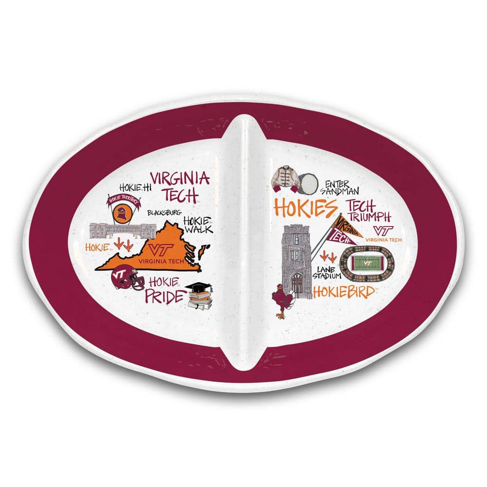 Magnolia Lane Virginia Tech 16.5 in. Assorted Colors 2 Section Melamine ...