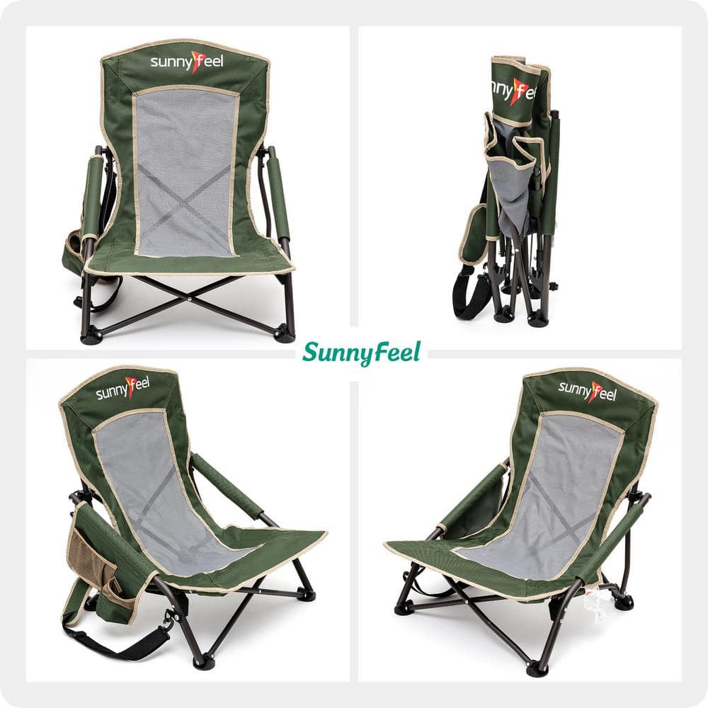 ITOPFOX Green Steel Portable Folding Camping Chair for Outdoor, Beach ...
