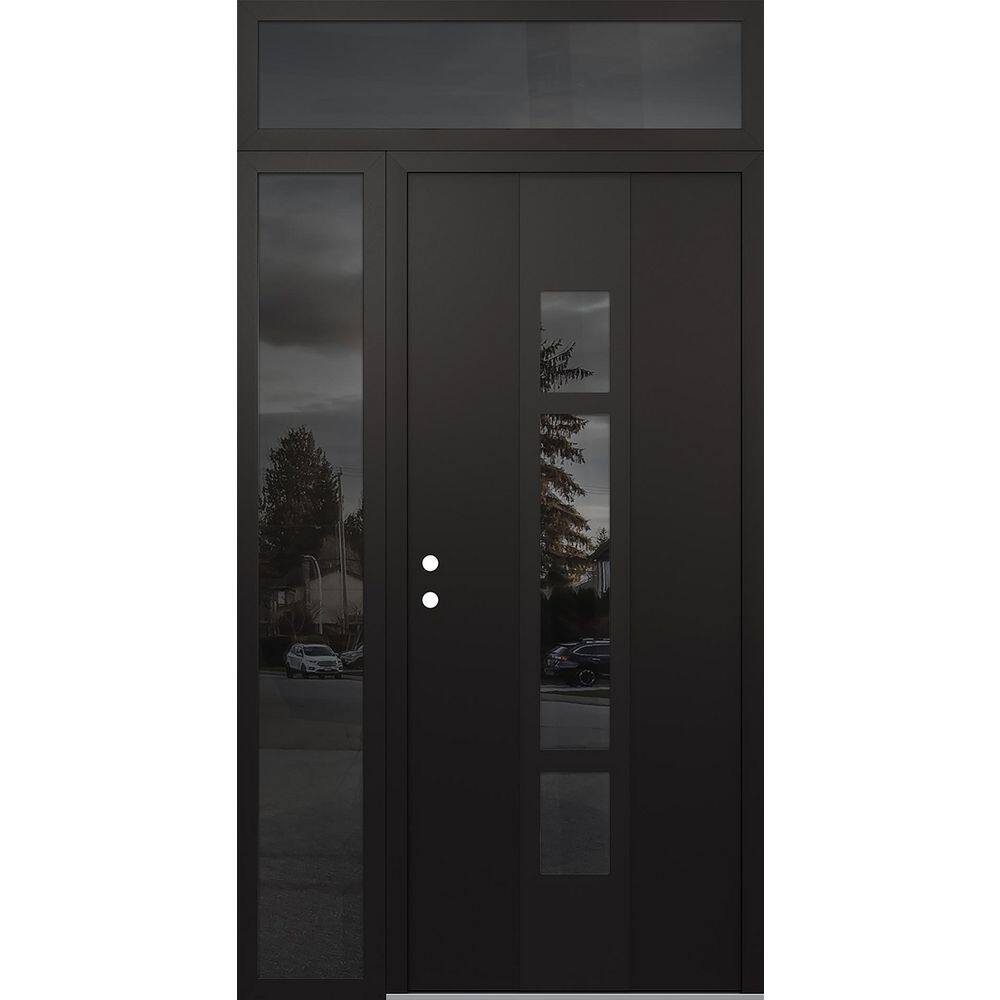 A9 52 in. x 96 in. Black P Right-Hand/Inswing Mirrored Glass Black ...