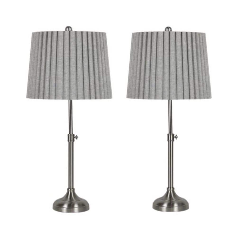 Fangio Lighting Pair of 24.25-30 in. Adjustable Brushed Steel Metal ...