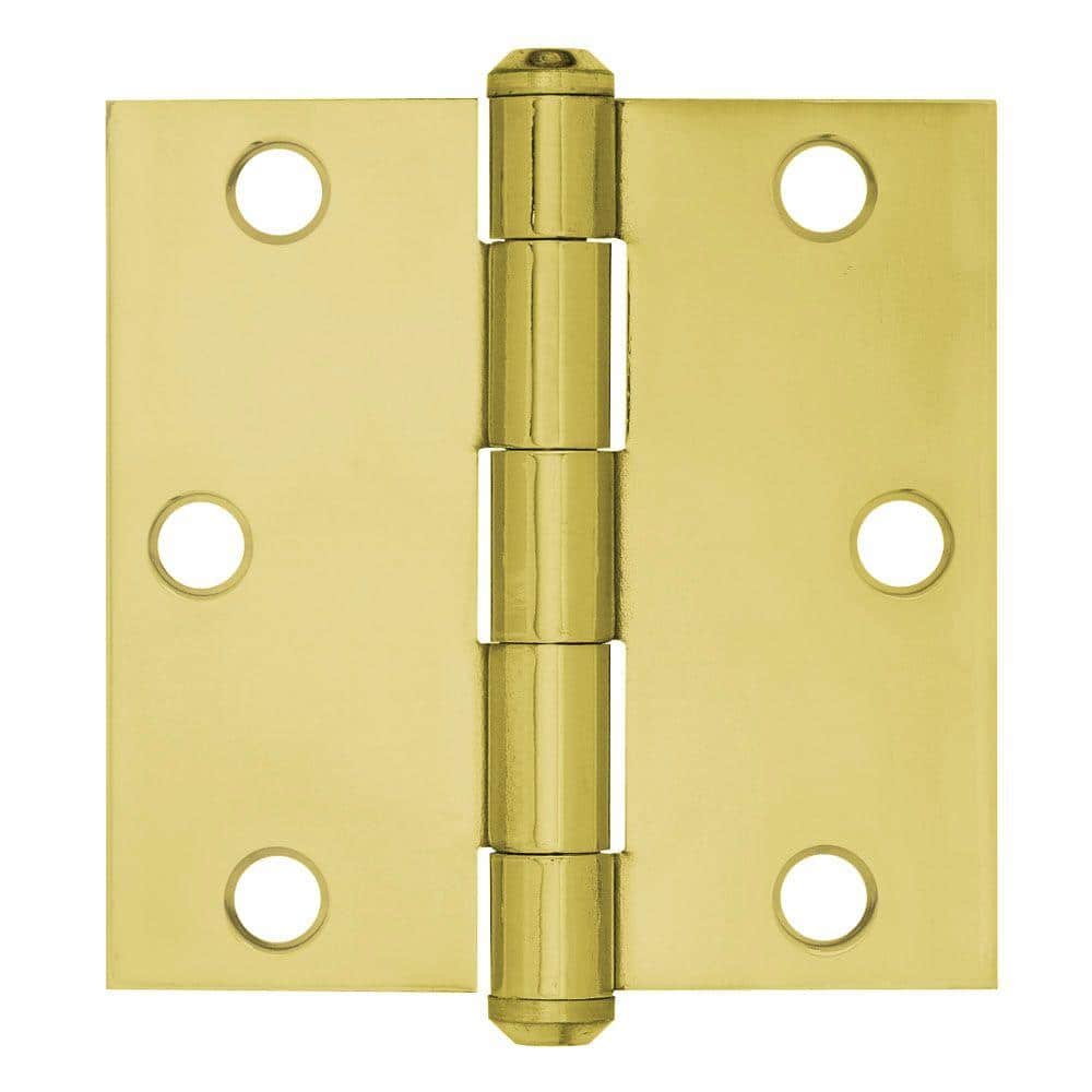 Everbilt 3 in. Square Polished Brass Corner Hinge (1-Pair) 100719.0 ...