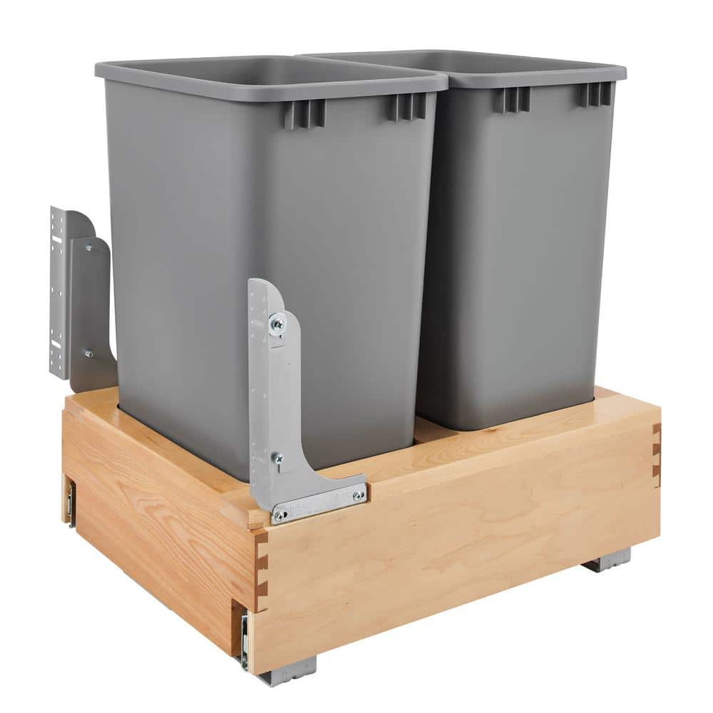 Rev-A-Shelf Gray Double Pull Out Bottom Mount Trash Can 50 Qt 4WCBM ...