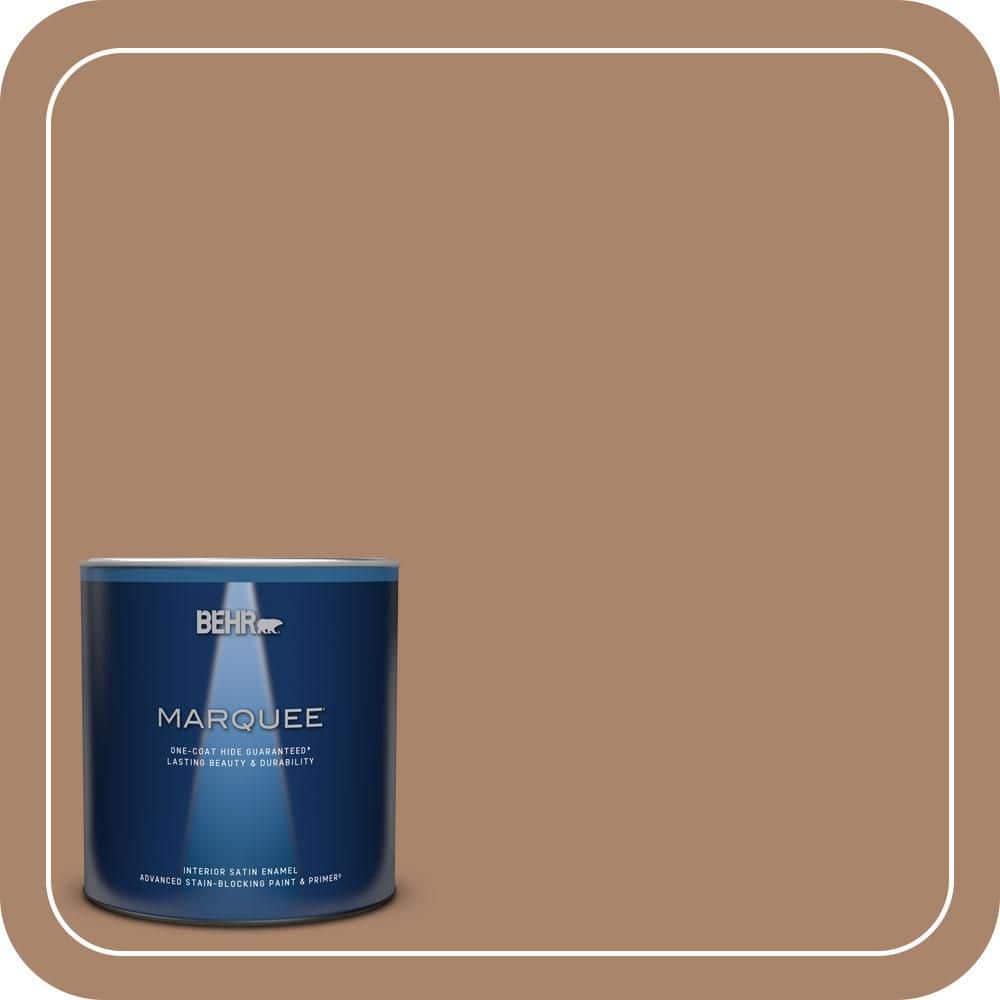 BEHR MARQUEE 1 qt. #S220-5 Nutshell One-Coat Hide Satin Enamel Interior ...